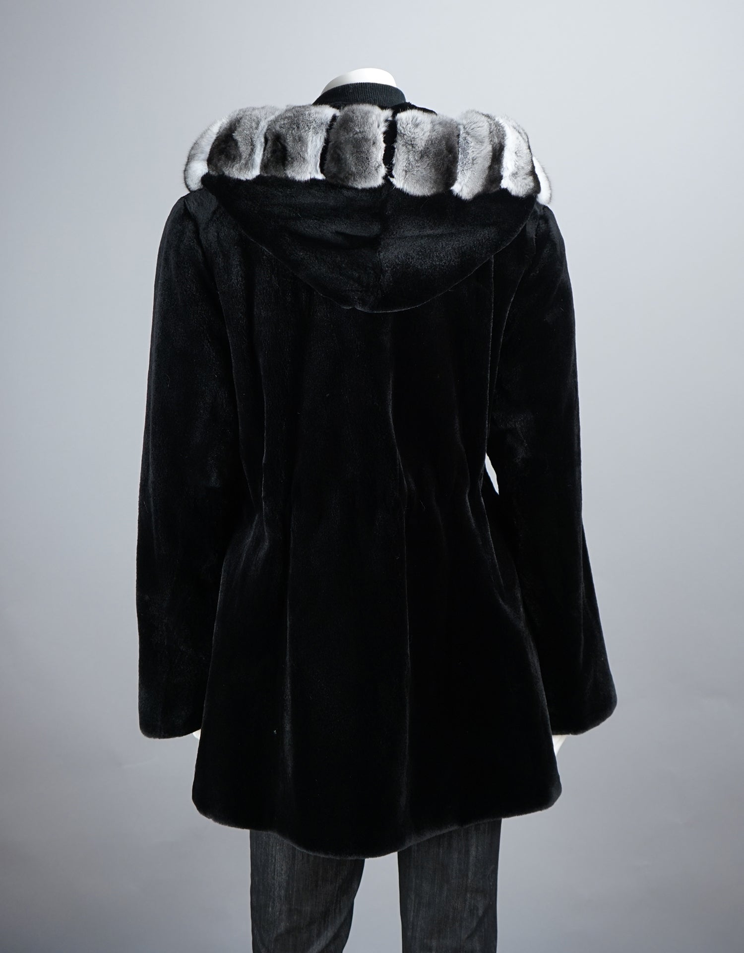 Sheared Mink Hooded Reversible Jacket with Chinchilla Trim - Snowflake