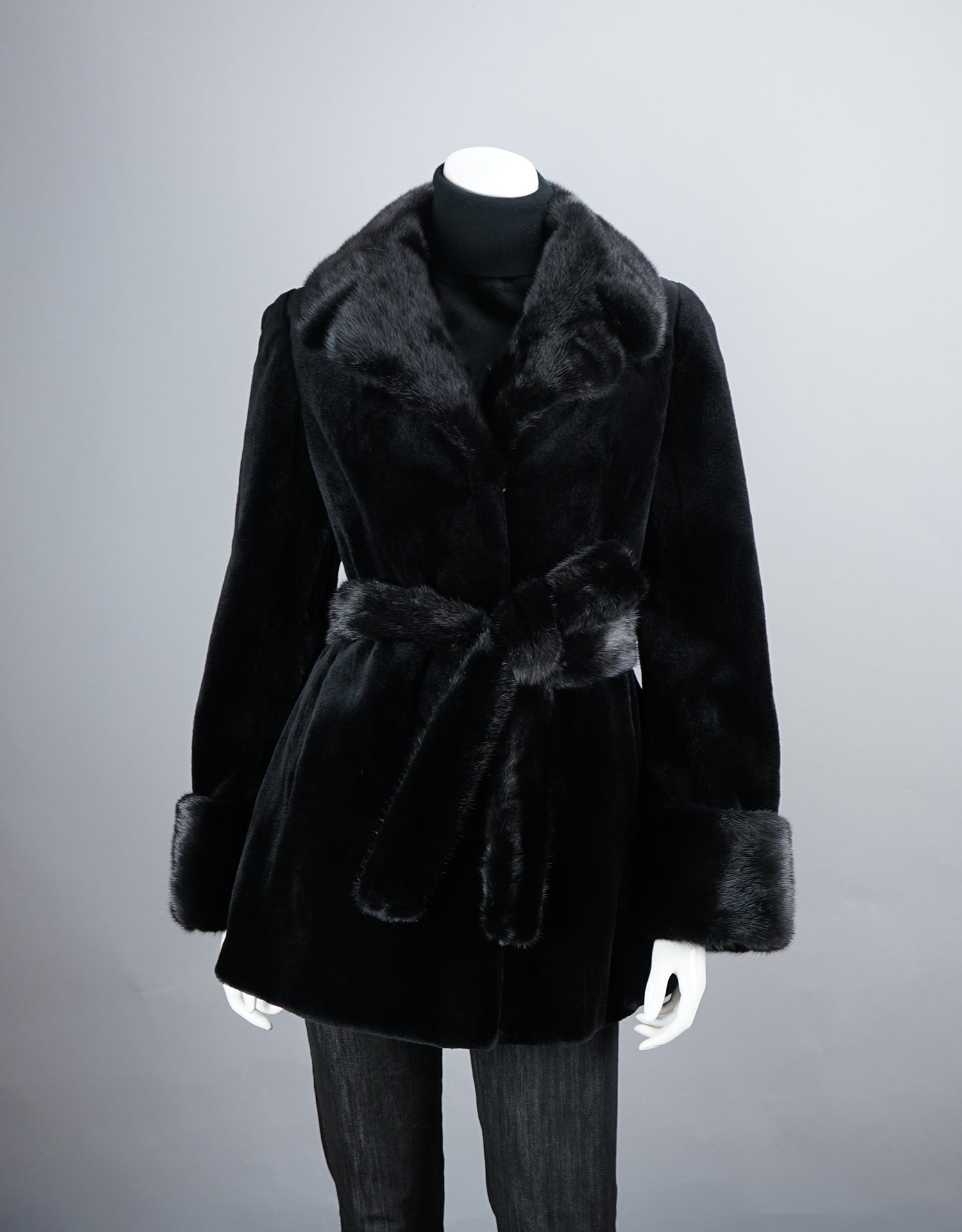 Sheared Mink Belted Jacket - Snowflake
