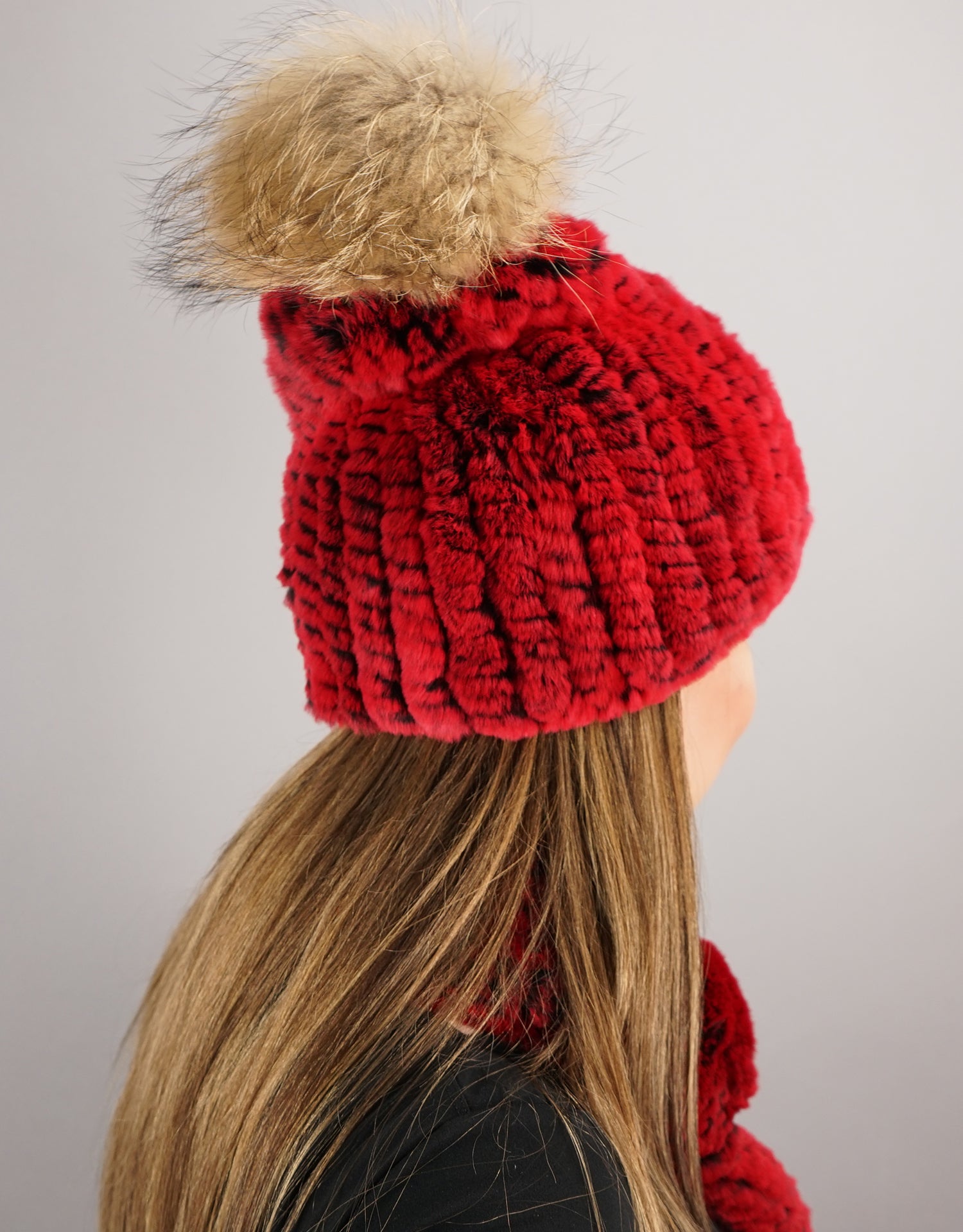 Classic Pom Pom Hat - Red Black - Snowflake