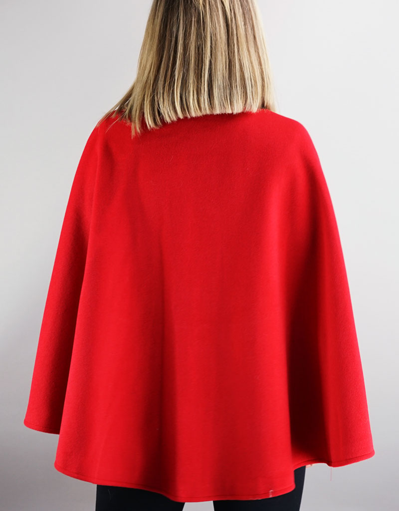 Belted Modern Cape/Jacket - Red - Snowflake