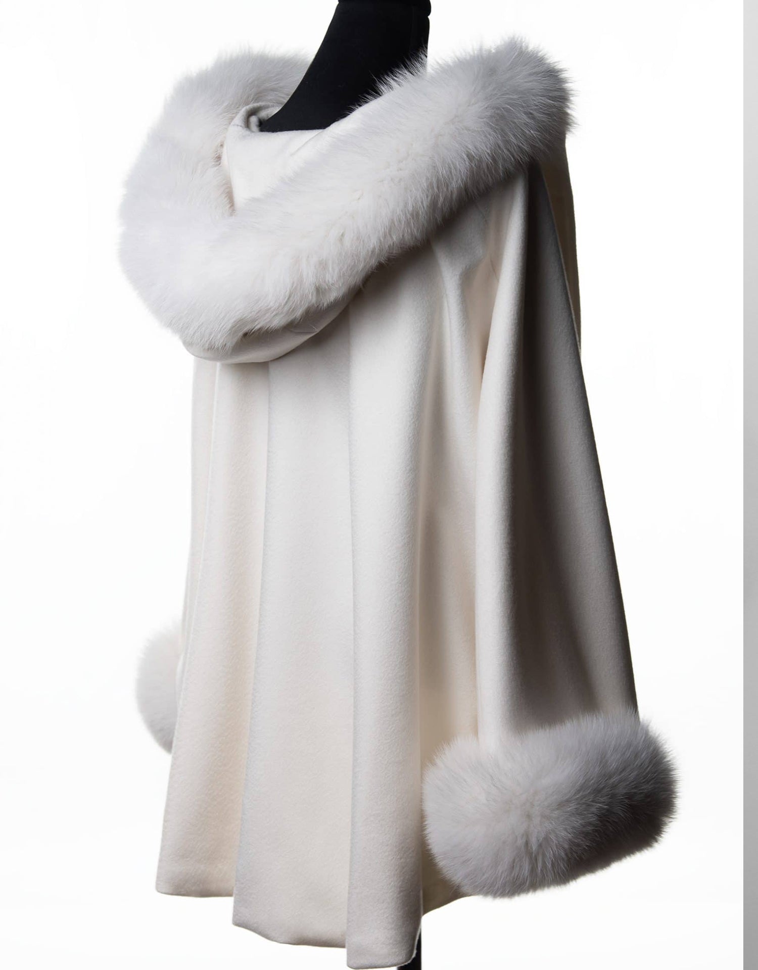 Belted Cape/ Jacket with Hood- Off White - Snowflake